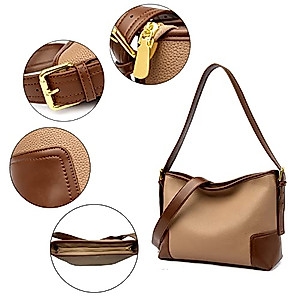 TarsaMult Hobo Bags for Women Soft Faux Leather Shoulder Crossbody Ladies Purses and Handbags Fashion Large Bucket Tote Bag(6140 Khaki)