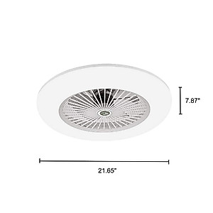 KWOKING Modern LED Ceiling Fan with Lights Doughnut Shape Fan Chandelier,22 inch Invisible Fan Light,Remote Control,Adjustable Speed in White