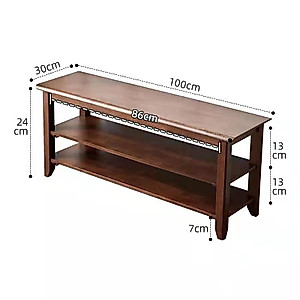 ESPSENT Solid Wood Entryway Storage Bench with Open Shelves, Hallway Foyer Shoe Bench End of Bed Bench