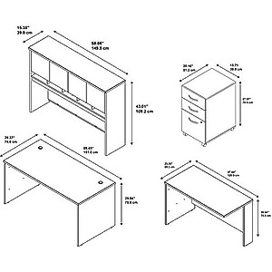 Bush Business Furniture Series C L Shaped Desk with Hutch and Mobile File Cabinet, 60W, Hansen Cherry