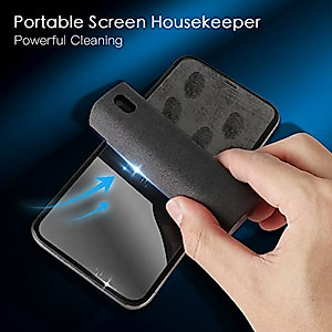 AKARY Screen Cleaner Touchscreen Mist Cleaner, All in One Electronic Cleaner Sprays & Wipe Cleaner, Mini Fingerprint-Proof Screen Cleaner for Phones Pad Laptop Pc Monitors, Effective Cleaning (Black)