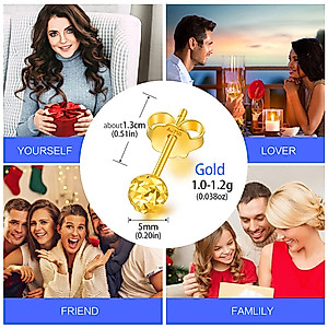 Solid 18k Gold Ball stud Earrings for Women Real Gold, Dainty Diamond-Cut Yellow Bead Push Back Tiny Gift for Lady, Rose Gold With Certificate Fine Bride Jewelry Birthday Wedding Prom Party, 5MM