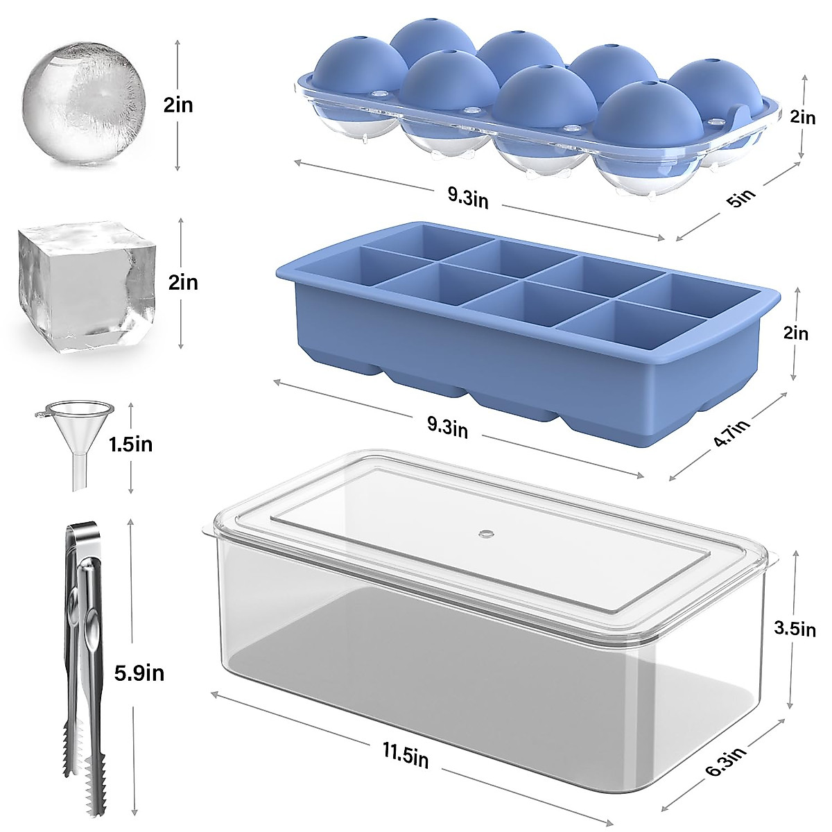 Large Ice Cube Tray for Whiskey: Ice Ball Maker for Cocktails - Large Ice Trays for Whisky Ice Sphere - Big Ice Cube Maker for Bourbon Square Ice