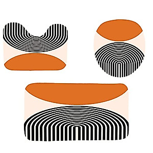 Alabohuke 4 Pcs Simple Style Shower Curtain Set, Abstract Art Bathroom Decoration Set with Rugs, Toilet Lid Cover and Bath Mat, Bathroom Curtains Set with 12 Hooks, Polyester Fabric, 72x72 Inch