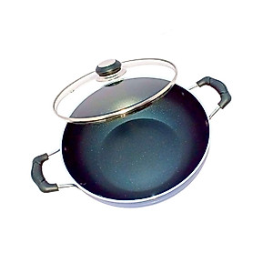 Non-Stick Cookware Cooking with glass lid Multipurpose Use for Home Kitchen Non Stick Frying Wok Flat Bottom