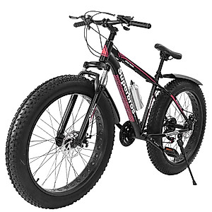 wavsurf Fat Tire Mountain Bike, 21 Speed Outdoor Snow Beach Bike, Adult Women Men Hybrid MTB Racing Bikes, Comfort Complete Cruiser Bicycle, City Commuter Road Cycling (H) 94x88x38cm
