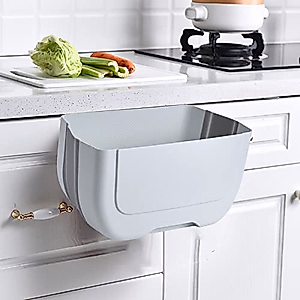 Hanging Kitchen Trash Can,Foldable Waste Bin for Kitchen,Hanging Folding Mini Trash Can for Kitchen Cabinet Door,Collapsible Hang Small Plastic Garbage Can for Cabinet/Car/Bedroom/Bathroom 3L(White)