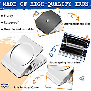 4 Pack Magnetic Clips Heavy Duty, 2.2 Inch Extra Large Clip Magnets, Fridge Magnet Clips, Strong Magnet Clips for Whiteboard, Office Magnets.