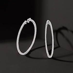 Ross-Simons 2.00 ct. t.w. Diamond Inside-Outside Hoop Earrings