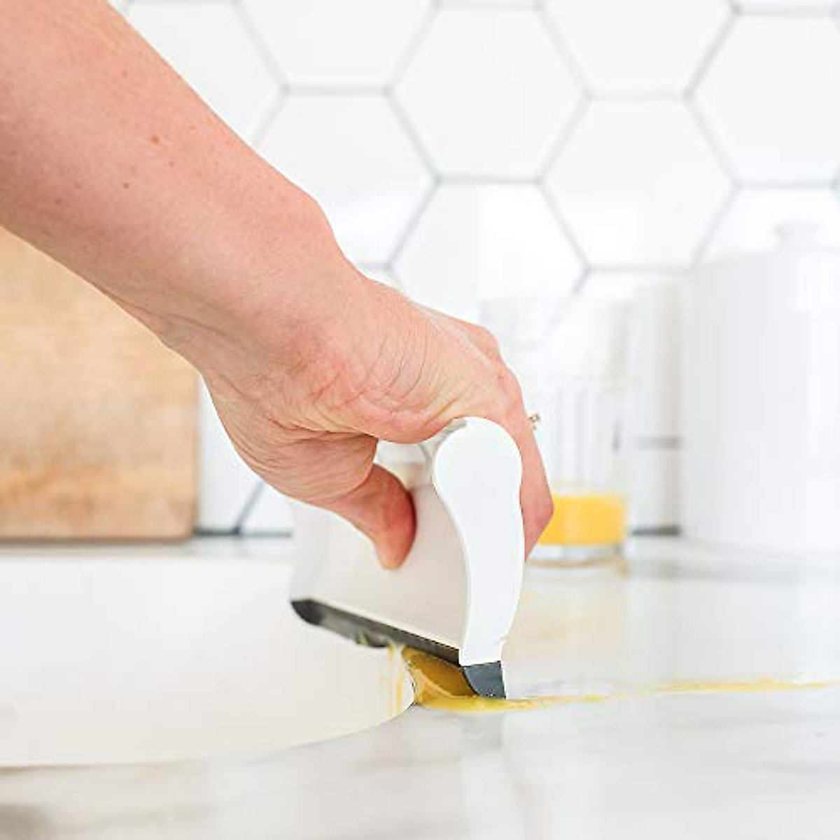 Full Circle Crumb Runner, Counter Sweep and Squeegee, Compact Brush for Sink & Kitchen Countertops, White