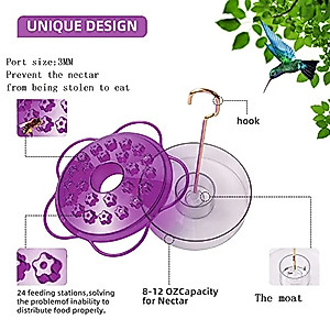 Oubaiyi 2Sets Hummingbird Feeder Outdoor Hanging,Leak-Proof,Outside Garden Saucer Feeders w/ Moat,Easy to Clean & Refill w/ 2Brush+1Cleaning Cloth), 1Red+1Purple+2Brush+1Cleaning Cloth, 10x7x7Inches