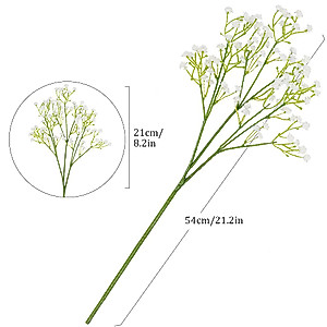 N&T NIETING Babys Breath Artificial Flowers,10Pcs Fake White Baby Breath Flowers Artificial Bulk, Real Touch Faux Babies Breath Gypsophila for Wedding Floral Bouquets Party Decor