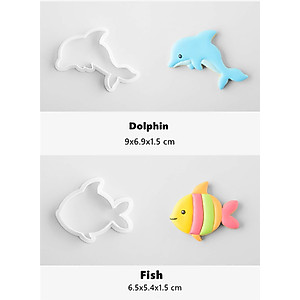 Cookie Cutters 8 Pieces Biscuit Sandwich Cutter Dolphin Whale Octopus Fish Shapes Vegetables Fruits Bread Crust Slicer Kit for Kids Bento Lunch Box