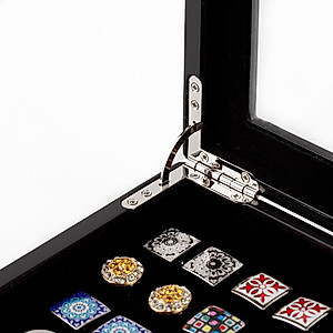 Cuff-Daddy Black Cufflinks and Rings Storage Box Case For 36 Pairs | Cufflinks Luxury Display Jewelry Organizer | Cufflink Holder Box Case Storage Special Occasions Anniversaries Cuff Link