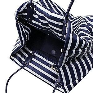 Kate Spade New York Everything Puffy Sailing Stripe Large Tote Squid Ink Multi One Size