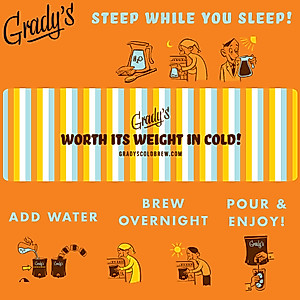 Grady's Cold Brew Coffee | Original - Brewed Strong | New Orleans Style Cold Brewed coffee Concentrate | Medium Roast Gourmet Coffee | Coffee Can | 4 Bean Bags | 12 Servings Per Can