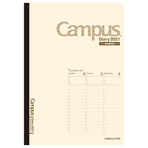 KOKUYO Campus Diary 2021 Weekly Type Vertical A5, Cream (ãƒ‹-CWVLS-A5-21)