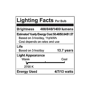 GE Lighting Light 24095 Soft White LED 3-Way 30/70/100-Watt Replacement A21 Bulb Medium Base, 1 Count (Pack of 1)