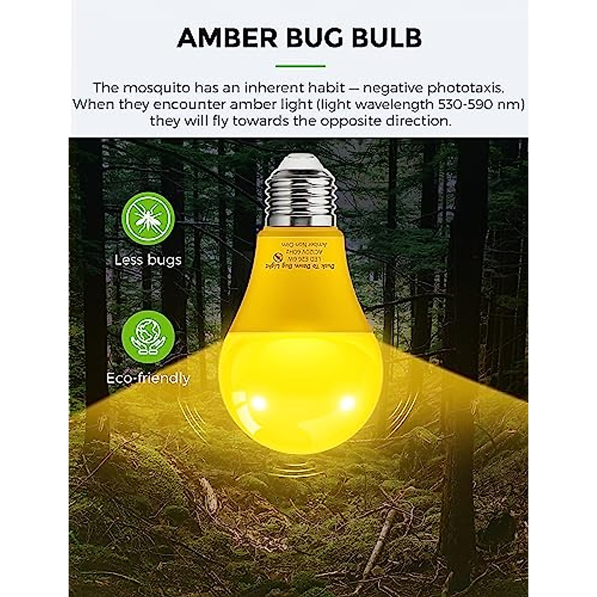LOHAS Yellow LED Bug Light Bulbs Outdoor, Dusk to Dawn Sensor Yellow Bug Light Bulb Outside, A19 Amber Porch Light Non-Attracting, 40W Equivalent 2000K E26 Auto On/Off, for Patio Deck Backyard, 4 Pack