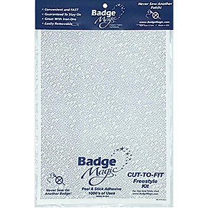 Badge Magic Cut to Fit Freestyle Double-Sided Patch Adhesive Kit (1-Pack) - No Iron Necessary - Safe Applicator of Decals on Fabric, Clothing, Hats, and Jeans