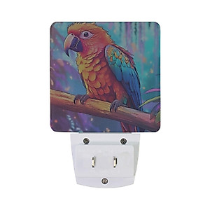 ZENWAWA Vivid Tropical Parrot Night Light Plug into Wall Decorative Auto Dusk to Dawn Sensor LED Night Lamp 2 Pack 3×4.5×1.4 in
