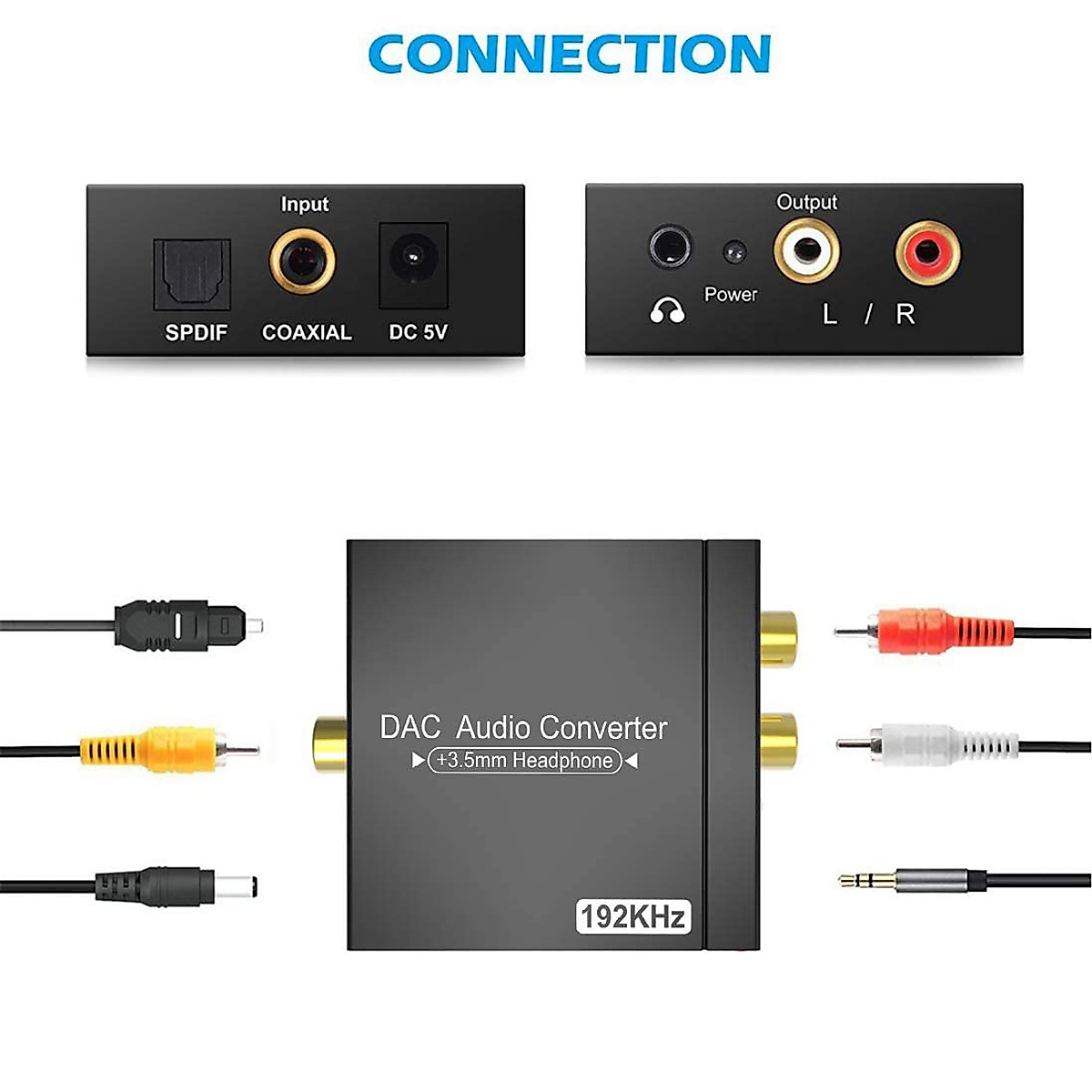 Digital to Analog Audio Converter By Golden^Li DAC Digital SPDIF Optical to Analog L/R RCA Converter Toslink Optical to 3.5mm for PS3 Xbox HD DVD PS4 Amps