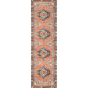 nuLOOM Kamila Tribal Machine Washable Runner Rug, 2' x 8', Orange