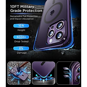 Asukin for iPhone 14 Pro Case, Strong Magnet-Compatible with MagSafe, Shockproof Military-Grade Protection, Slim Mag Safe Thin Bumper Phone Cover 6.1 in for Apple 14pro (Matte Purple)