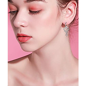 S925 Sterling Silver Word Calligraphy Jewelry Faith Inspirational Message Charm Love Heart Dangle Drop Hoop Earring for Women