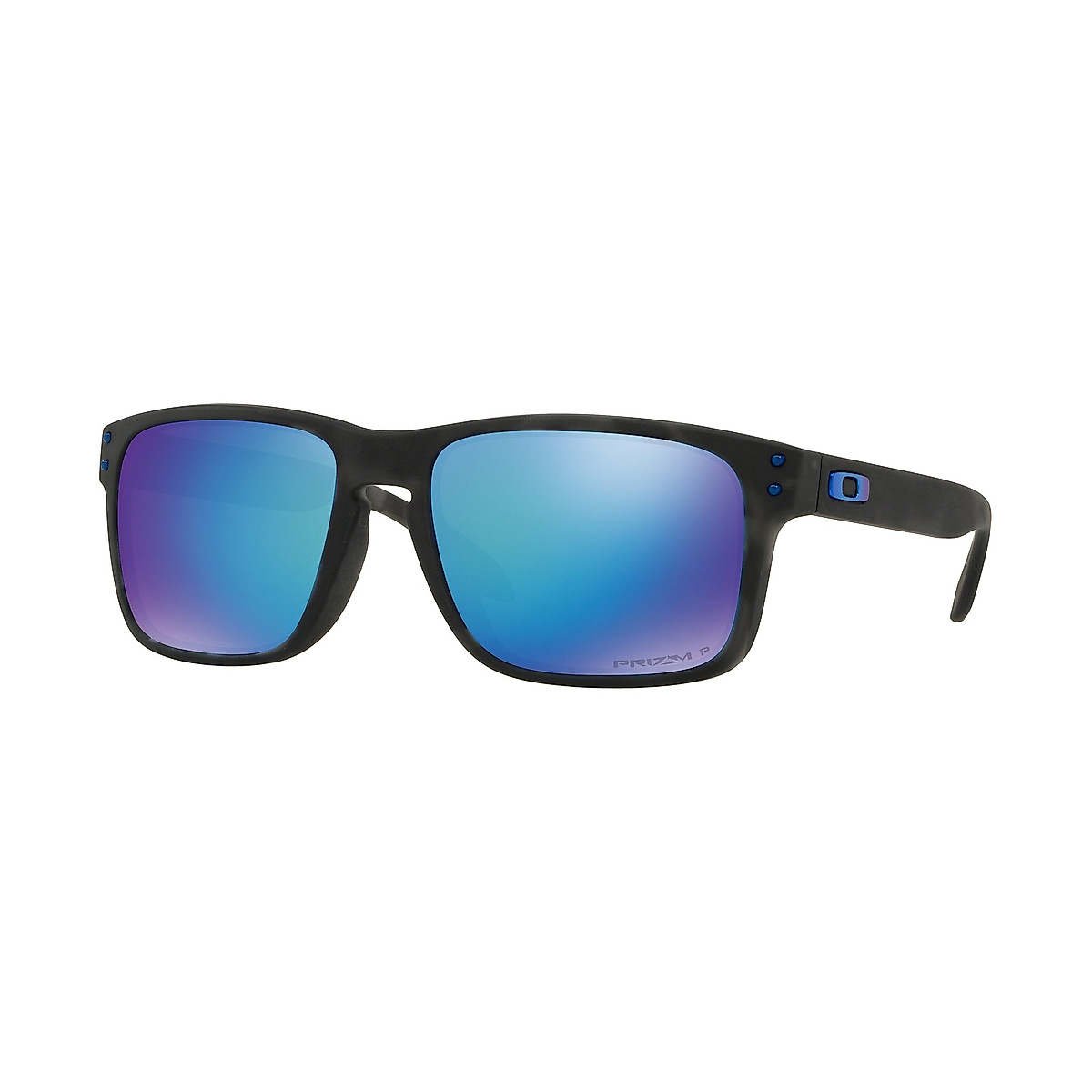 Oakley Men's Holbrook Rectangular Sunglasses, Matte Black Tortoise/Prizm Sapphire Iridium Polarized, 56 mm