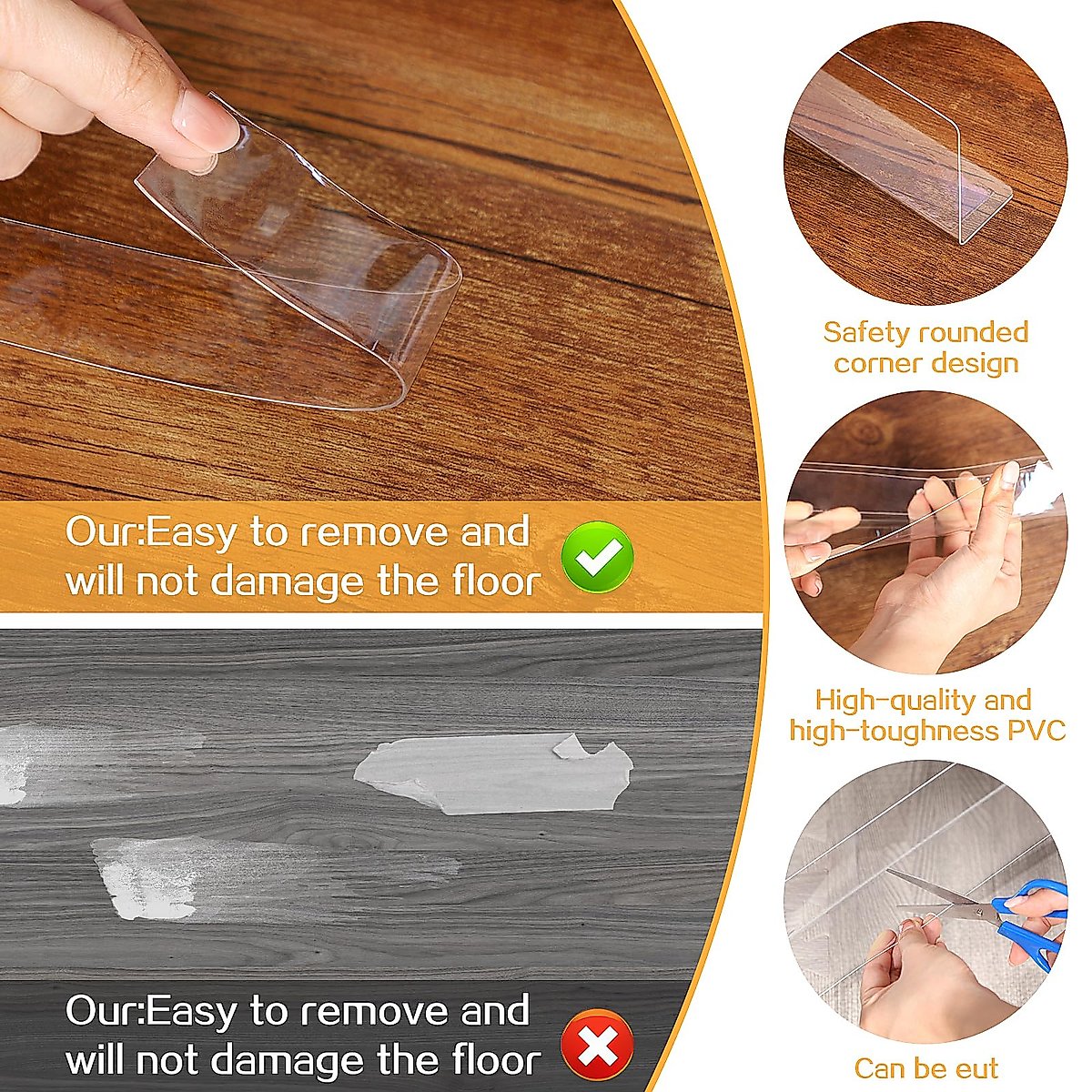 Soaoo 24 Pcs Clear Toy Blockers for Furniture 24'' L x 1.6'' W x 3.2'' H Under Bed Blocker Plastic Under Couch Blocker Couch Stoppers to Prevent Toys Pets from Getting Under Sofa Bed, Easy to Install