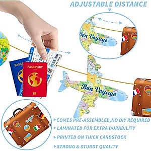 4pcs Travel Theme Party Banners Adventure Awaits Party Decorations Let The Adventure Begin Bon Voyage Map Theme Banners for Around The World Party Graduation Farewell Retirement Party Supplies