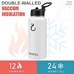 Opard Stainless Steel Water Bottle, 32 oz Vacuum Insulated Double Walled Leak Proof Sports Water Bottle with Straw for Gym Travel Camping