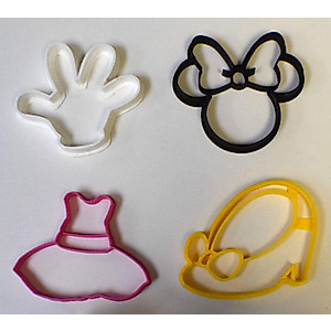 THEMED MAGICAL MOUSE WITH BOW CARTOON CHARACTER SET OF 4 COOKIE CUTTER BAKING TOOL USA PR533