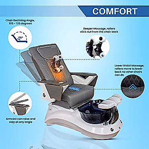 Viggo II FX Shiatsulogic Pedicure Chair Metallic Gold Stylish Pedicure Tub w/Discharge Pump & Pipe-Less Magnetic Jet Pedicure Spa, Black Cover Set