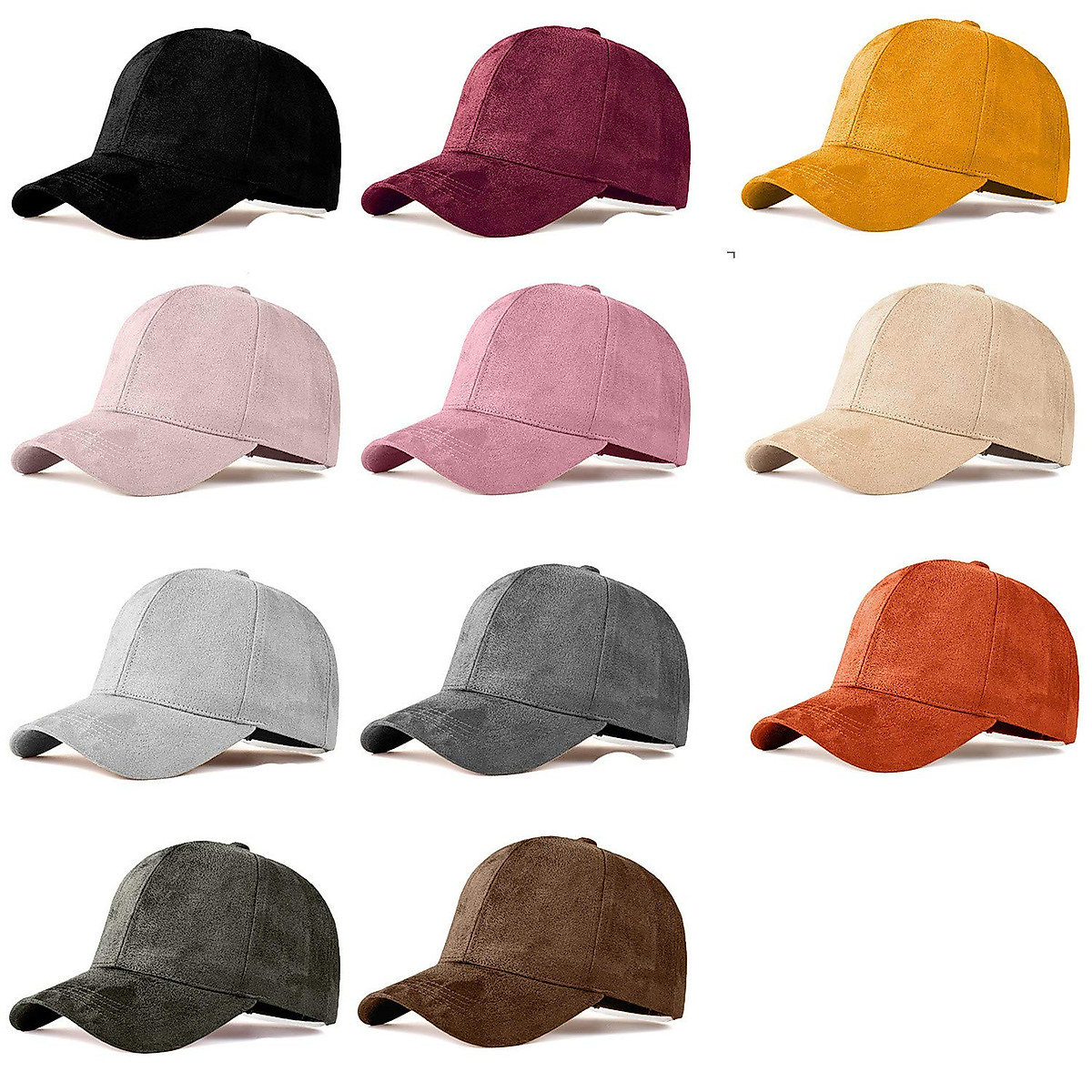 Andongnywell Classic Faux Leather Suede Baseball Cap Corduroy Dad Caps Adjustable Casual Low Profile Dad-Hat (One_Size,Black)