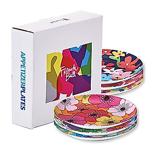 French Bull Assorted Plates-6 Piece Set-Melamine Dinnerware, Serving, Party, Platter, Dish, 6" - Garden Floral Assorted
