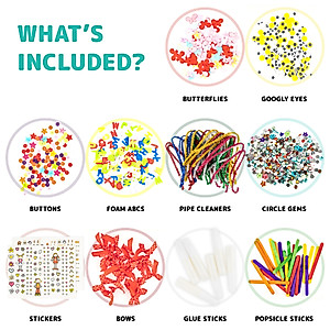 Kraftic Arts and Crafts Supplies Set for Kids Ages 4-8, Giftable Craft Organizer Box with 2000+ Pcs DIY Art Supplies for Toddlers, School Projects, and Homeschool - Red