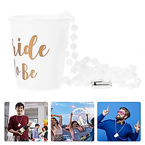 jojofuny Bachelor Party Chain Plastic Wine Cup Necklace Bridal Shot Glasses Party Chain Wine Cup Bachelorette and Bride Shot Glass Necklace Decor Prop ( White )