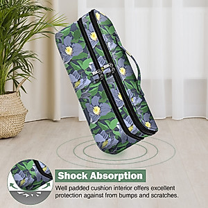 SITHON Double-Layer Travel Carrying Case for Shark FlexStyle/SmoothStyle, Water Resistant Storage Organizer Bag for Airwrap Styler, Also for Revlon One-Step Hair Dryer (Bag Only) (Blue Floral)