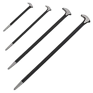 ABN Ladyfoot Rolling Head 4-Piece Pry Bar Tool Set – 6, 12, 16, 20 Inch – for Automotive Machinery Aligning & Prying