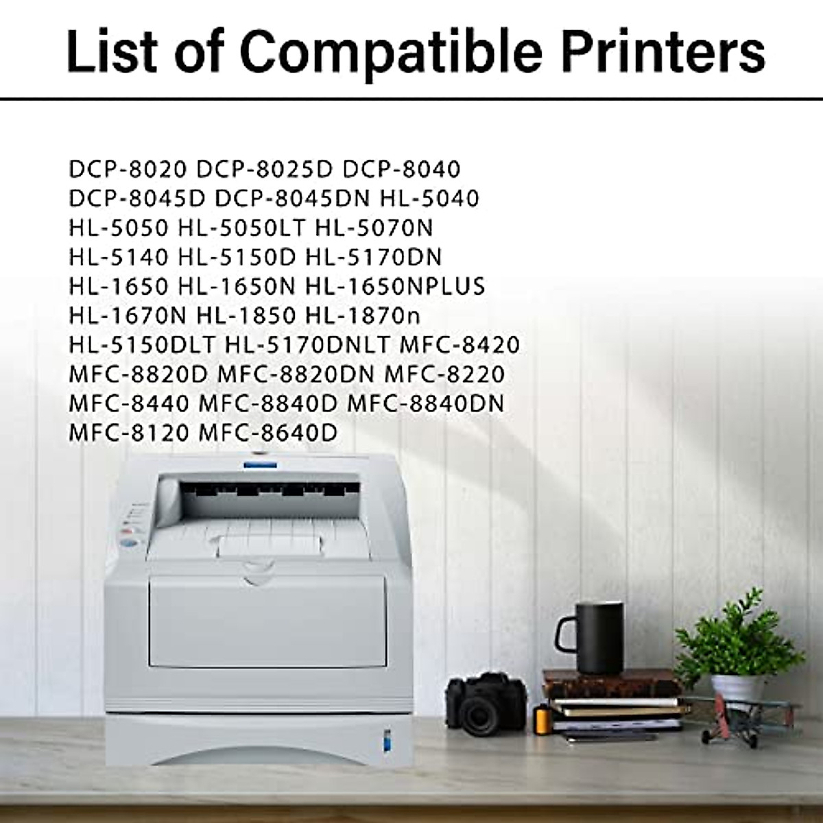 Compatible 1-Pack TN530 TN-530 Toner Cartridge Black Replacement for Brother DCP-8020 8025D 8040 8045D 8045DN HL-5040 HL-5050LT 5070N 5140 5150D 5170DN 1650 1650N Printer Toner Cartridge