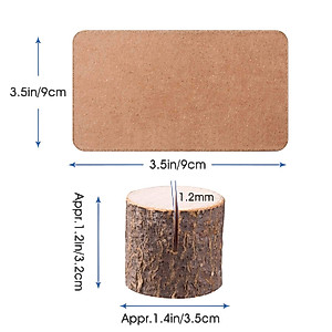 Toncoo Wood Place Card Holders, 30Pcs Premium Rustic Table Number Holders and 40Pcs Kraft Table Place Cards, Wood Photo Holders, Ideal for Wedding Party Table Name and More