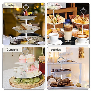 6 Set Large Tiered Tray Hardware for Cake Stand Mold Crown Upgrade 3 Tier Cake Stand Fittings Hardware Holder for Party and Wedding Making Resin Cupcake Dessert Platter Serving Stand (Silver)