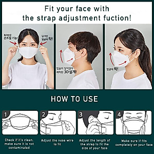 [Airwasher] KF94 Disposable Face Mask - Made in Korea, Black Breathable Reusable Face Mask, Individually Wrapped 4-Ply Adjustable Cloth Masks, 20 Pack