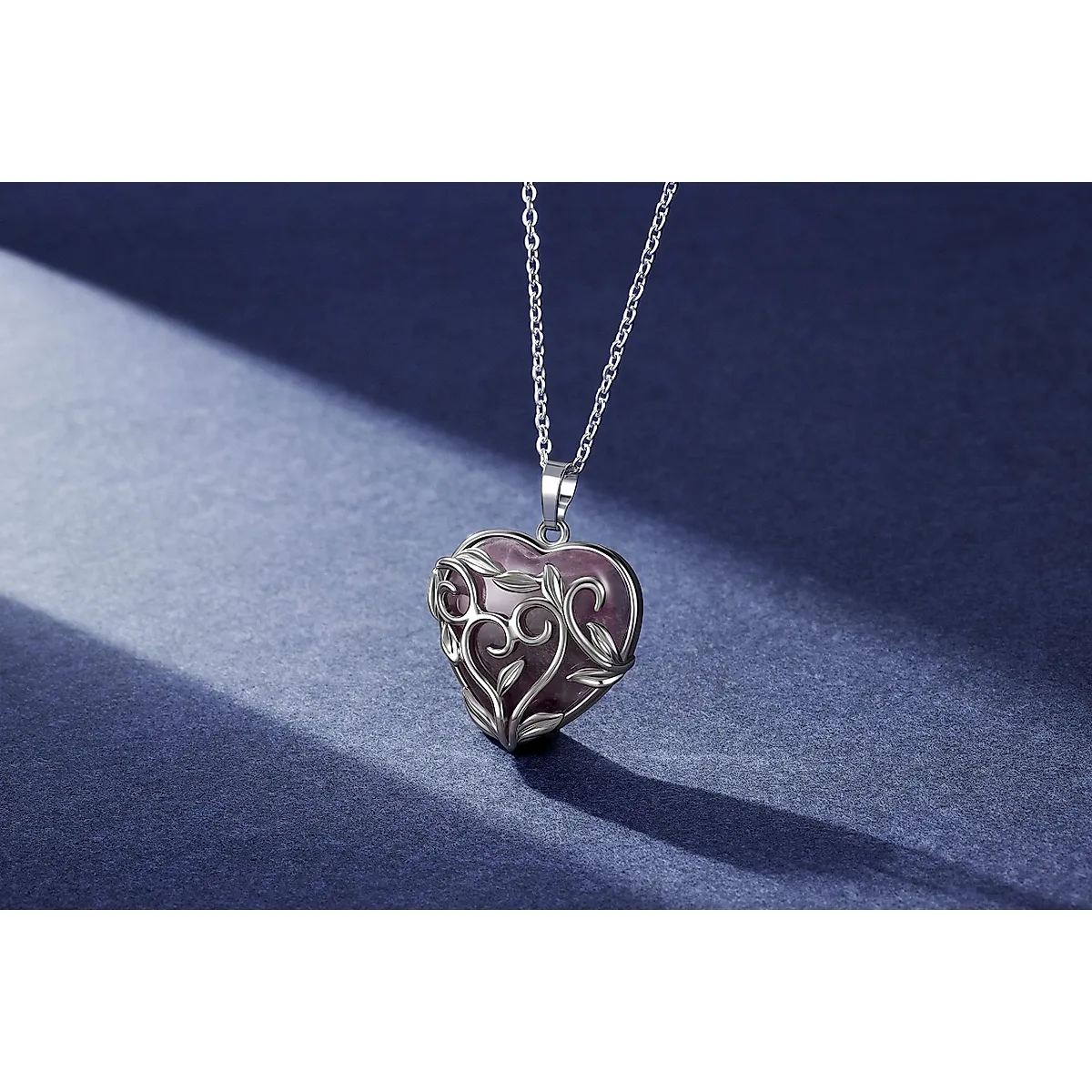 Jovivi Natural Amethyst Crystals Necklace for Women Flower Leaf Wire Wrapped Healing Crystal Heart Gemstone Pendant Necklace Natural Stone Reiki Quartz Jewelry Mothers Day Gifts