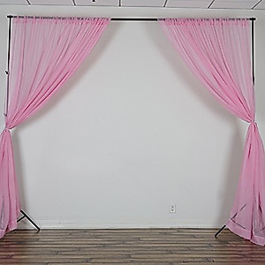 BalsaCircle 10 feet x 10 feet Pink Sheer Voile Backdrop Drapes Curtains 2 Panels 5x10 ft - Wedding Ceremony Party Home Decorations