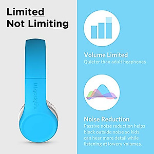 LilGadgets Connect+ Kids Headphones Wired with Microphone, Volume Limiting for Safe Listening, Adjustable Headband, Cushioned Earpads for Comfort, Toddler Headphones, Blue