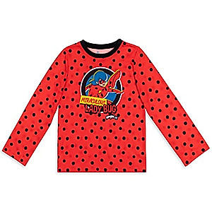 Miraculous Ladybug Little Girls 4 Piece Pajama Shirt And Pants Matching Doll Outfit Red