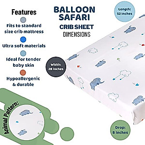 Baby Bees 4 Pieces Balloon Safari Crib Bedding Sets for Boys and Girls | Baby Bedding Set of Crib Sheet, Quilt, Dust Ruffle for Standard Size Crib